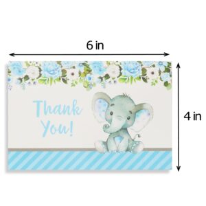 All Ewired Up 50 Blue Elephant Boy Baby Shower Birthday Thank You Cards with Designed Envelope Interior and Matching Seal