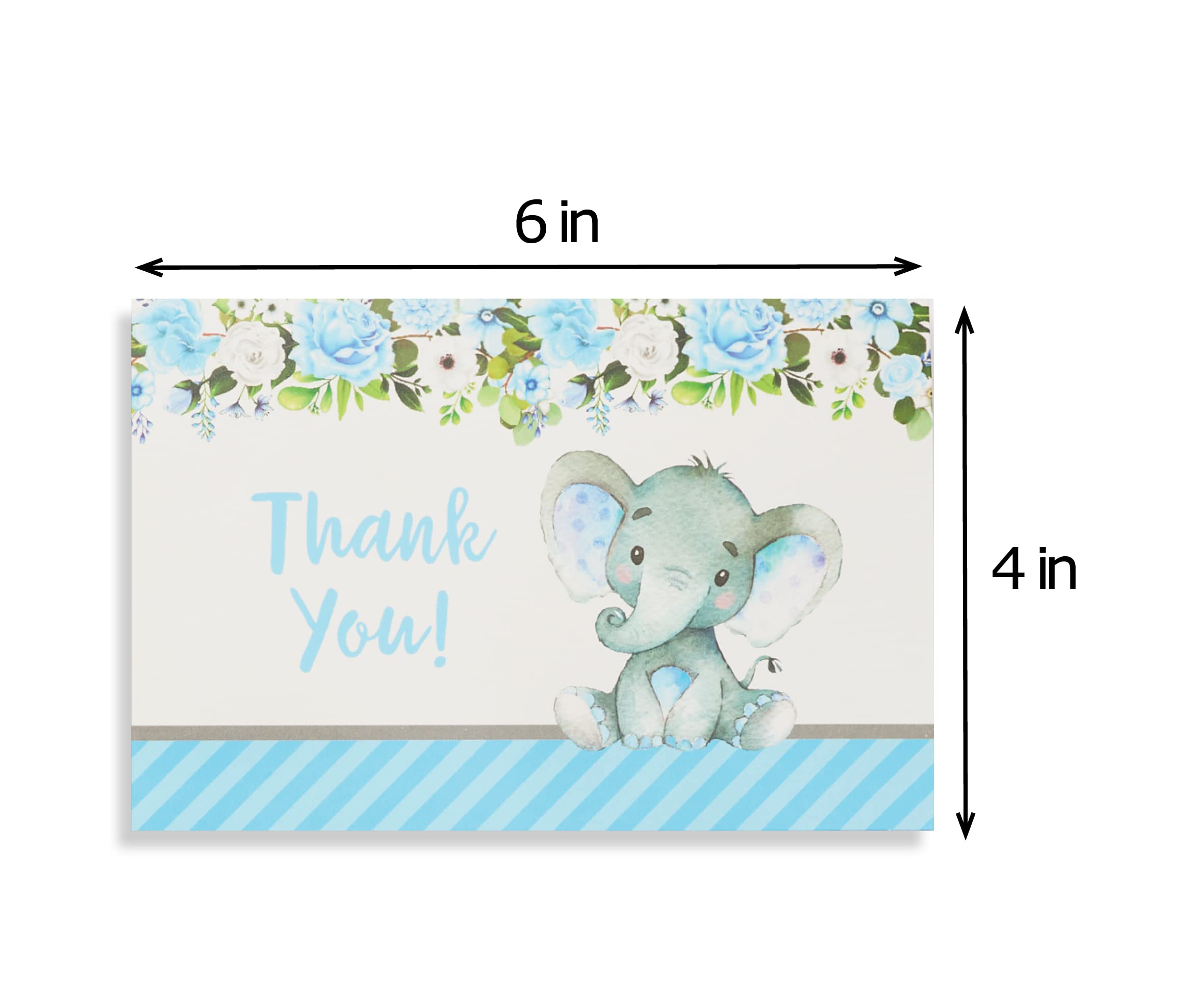 All Ewired Up 50 Blue Elephant Boy Baby Shower Birthday Thank You Cards with Designed Envelope Interior and Matching Seal