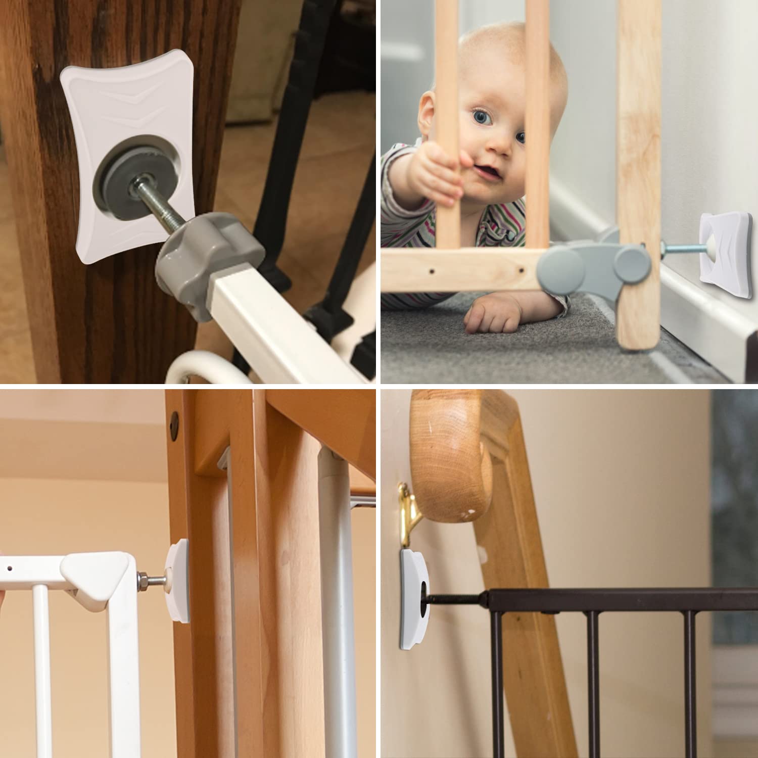 Baby Gate Wall Protector 4 Pack Dog Gates Wall Cups Protect Walls & Doorways from Pet for Child Pressure Mounted Stair Safety Gate- Fit All Safety Gate