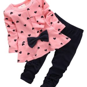 Cabucale Little Girls Long Sleeve Pant Set Top and Leggings Set Baby Clothing Set Kids Toddler Children Tops Outfits