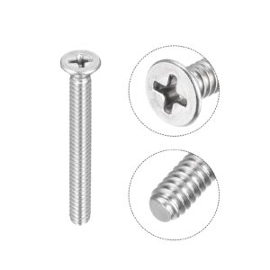 uxcell 10#-24x1-3/4" Flat Head Machine Screws Phillips 304 Stainless Steel Bolts 50pcs