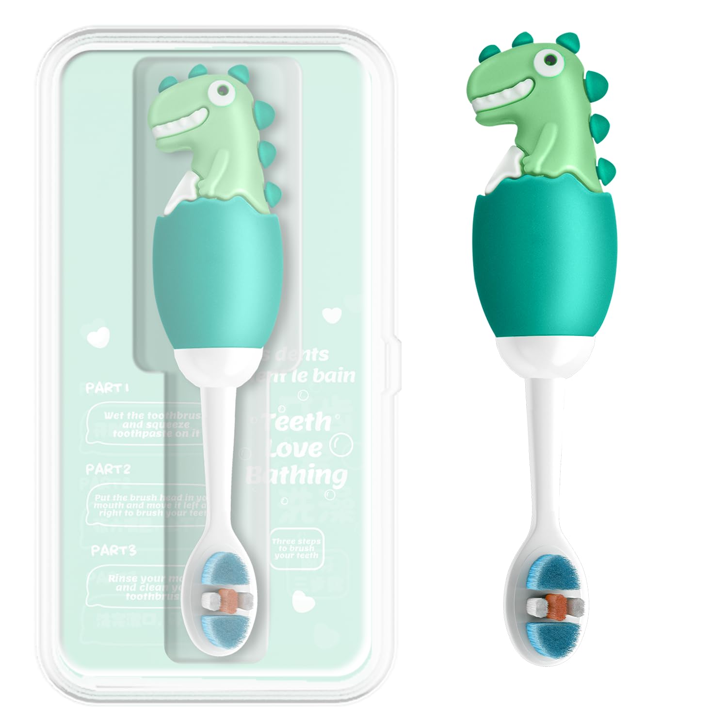 ZMRZ Kids Manual Toothbrush, Extra Soft Bristle Toddler Toothbrush with 10000 Bristles, Kids Travel Toothbrush Designed for Delicate Teeth & Gums for Children 2-7 Years (Green)