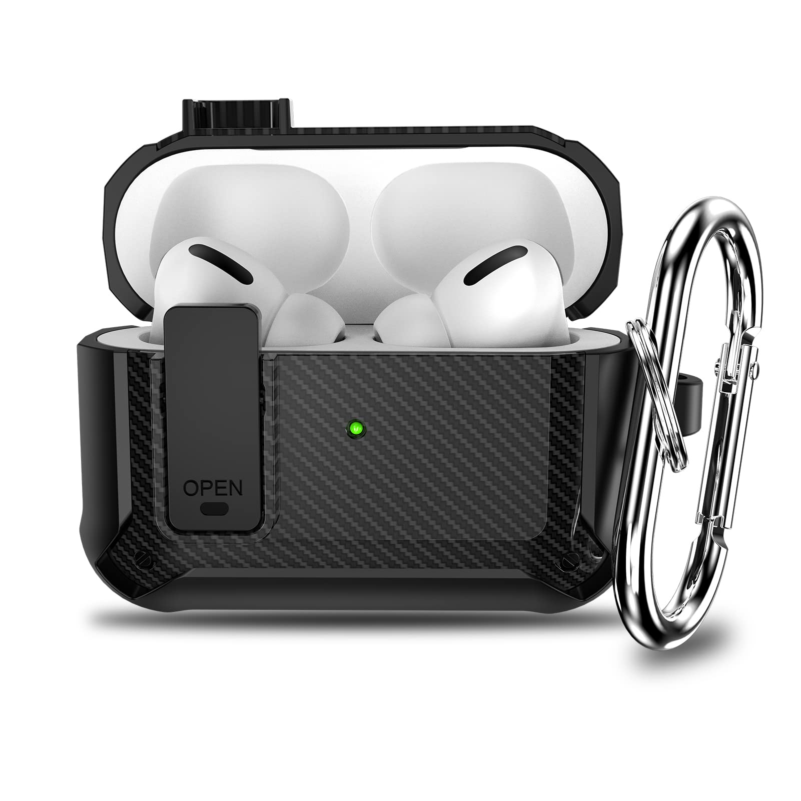 Wustentre Case for Airpods Pro 2nd Generation Case Cover with Lock Lid, Rugged Airpod Pro 2 Case with Keychain for Men Women, Military Protective Case for Airpods Pro & AirPods Pro 2 Gen