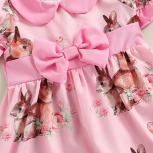 Toddler Baby Girl Bunny Dress Easter Outfit Ruffle Sleeve Peter Pan Collar Princess Dress Cute Easter Clothes (2-3T,Bunny Print)