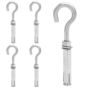 biaungdo 5 pcs m6 expansion hook, 304 stainless steel open cup hook bolts expansion bolts heavy duty concrete hook for wall concrete brick, anchors