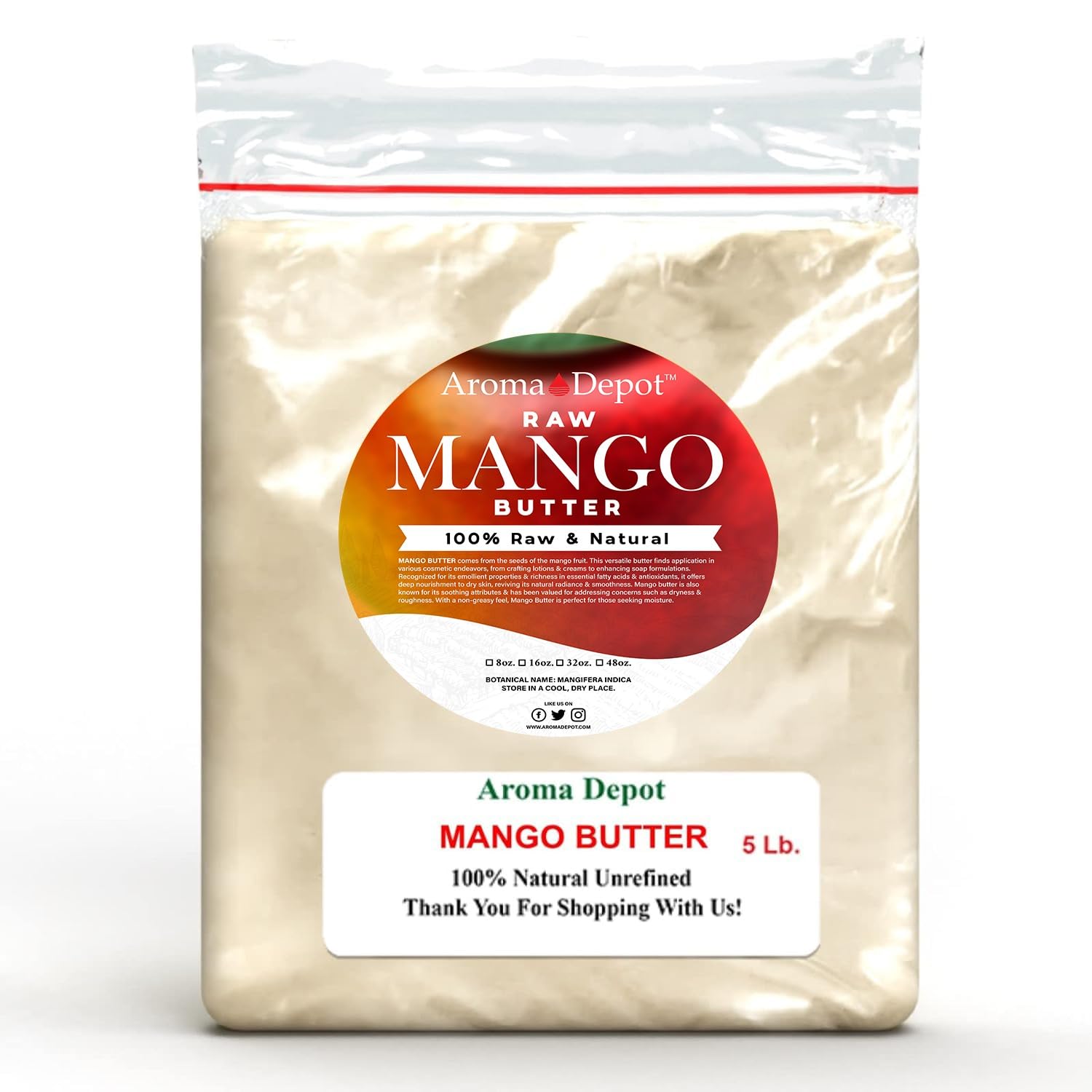 5 lbs Raw Mango Butter Unrefined 100% Natural Premium Quality Pure Great for Skin, Body, Hair Care. DYI Body Butter, Lotions, Creams Reduces Fine Lines, Wrinkles, used for eczema psoriasis