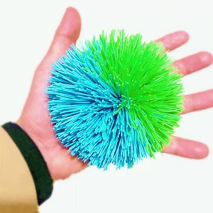 4.5inch large rainbow stringy ball silicone bouncing fluffy jugging ball,monkey stress ball (blue+green)