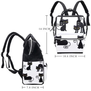 Cute Cartoon Black Cat Print Diaper Bag Backpack Baby Nappy Changing Bags Multi Function Large Capacity Travel Bag