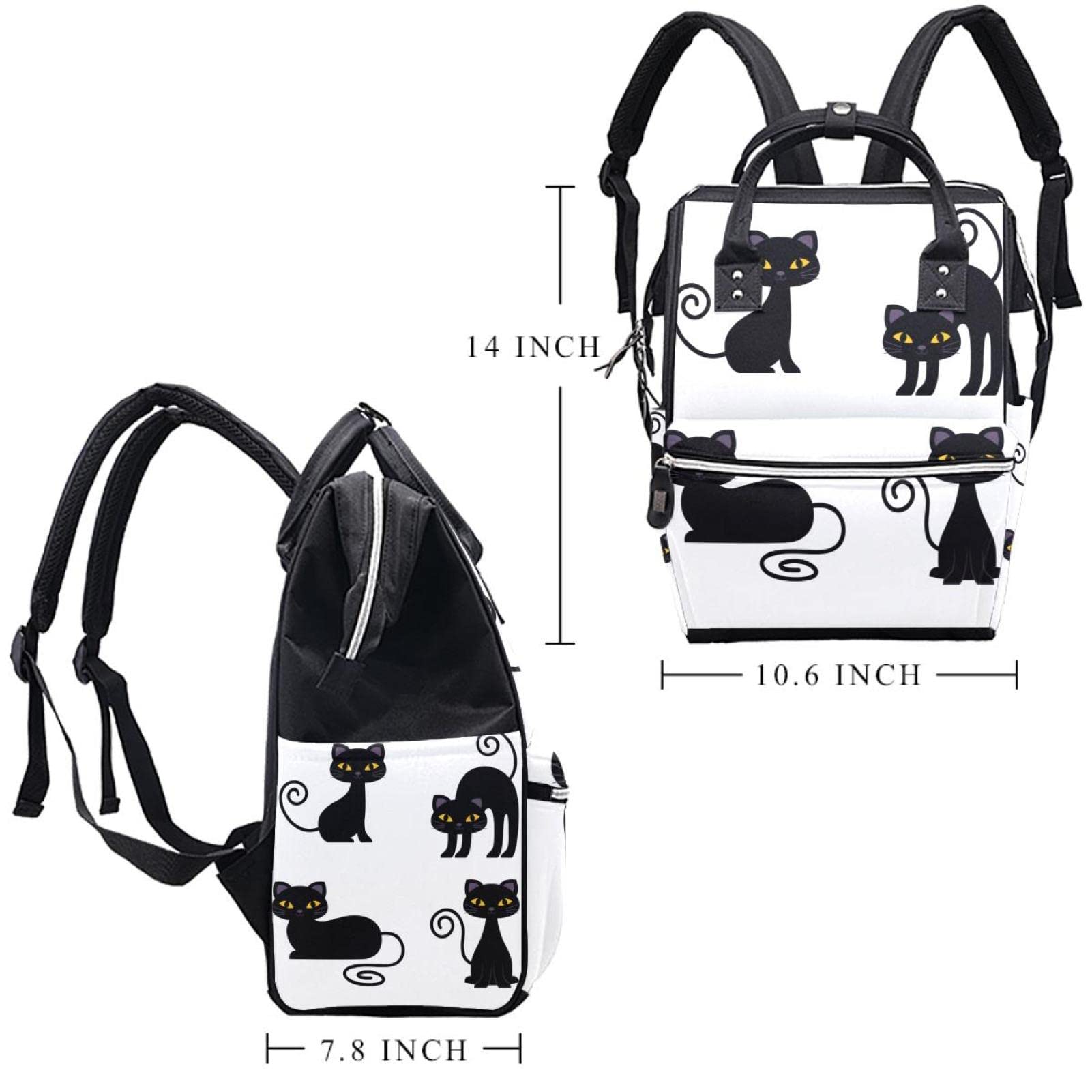 Cute Cartoon Black Cat Print Diaper Bag Backpack Baby Nappy Changing Bags Multi Function Large Capacity Travel Bag