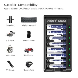 XTAR BC8 Battery Charger Rechargeable 1.5V AAA Charger (BC8 Charger+8*1.5V AAA Batteries)