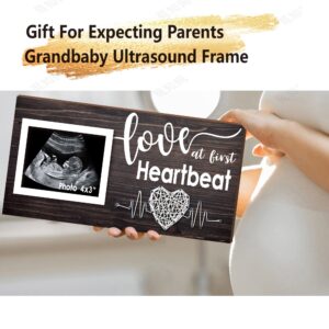 Yudarte New Mom Gifts - Pregnancy Announcements Baby Ultrasound Picture Frame - Love at First Heartbeat Sonogram Photo Frame 4x3 Inches - Baby Nursery Decor for First Time Parents