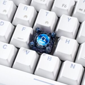 OceanKey Artisan Keycaps for Decoration and Gaming, Handmade Resin Keycaps Blue Libra Resin Keycaps for Switch Gaming, Cherry MX Mechanical Keyboards (Blue)