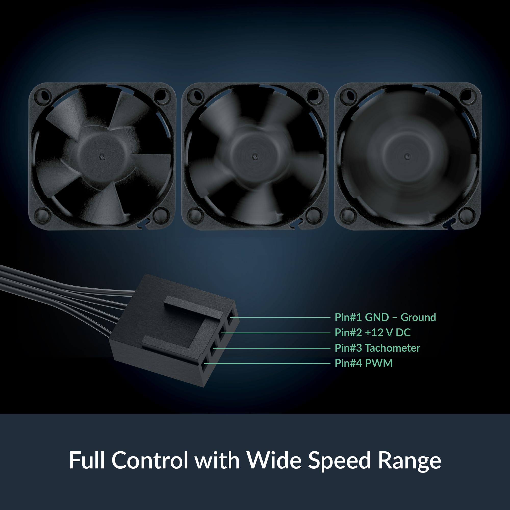 ARCTIC S4028-6K (5 Pack) - 40x40x28 mm Fan, 250-6000 RPM, PWM Regulated, 4-pin Connector, 12 V DC - Black