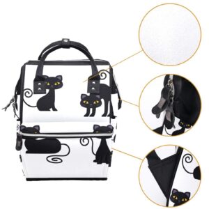 Cute Cartoon Black Cat Print Diaper Bag Backpack Baby Nappy Changing Bags Multi Function Large Capacity Travel Bag