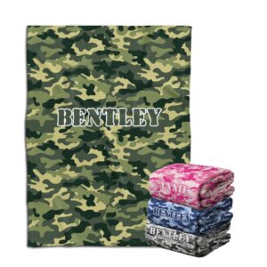 memate personalized baby blankets with name - camouflage blanket custom nursery blanket name - green camo fleece blanket for boys girls - soft blanket for newborn, infant, toddler, kids