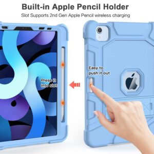 Azzsy Kids Case for iPad Air 5th / 4th Generation 10.9 Inch 2022/2020, [Support 2nd Gen Apple Pencil Charging] Heavy Duty Shockproof Rugged Protective Case for iPad Air 5/4 10.9 Inch, Sky Blue