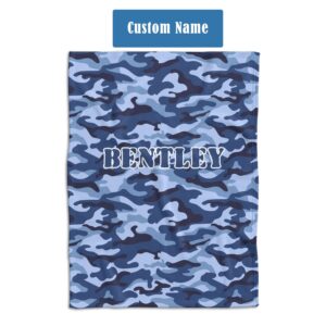 MeMate Personalized Baby Blankets with Name - Camouflage Blanket Custom Nursery Blanket Name - Green Camo Fleece Blanket for Boys Girls - Soft Blanket for Newborn, Infant, Toddler, Kids