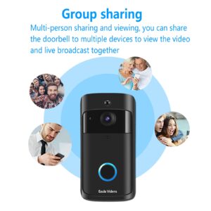 Eaula Videns Wireless WiFi Doorbell Camera IP65 Waterproof HD WiFi Security Camera Real-Time Video for iOS & Android Phone Night Light Motion Detection (Black)