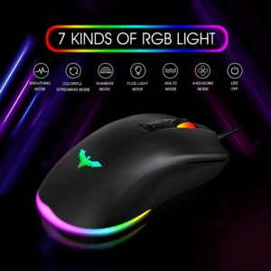 Toytexx HV-KB558CM Rainbow LED Backlit USB Gaming Keyboard and Mouse Combo, 104 Keys, 4800 DPI Mouse