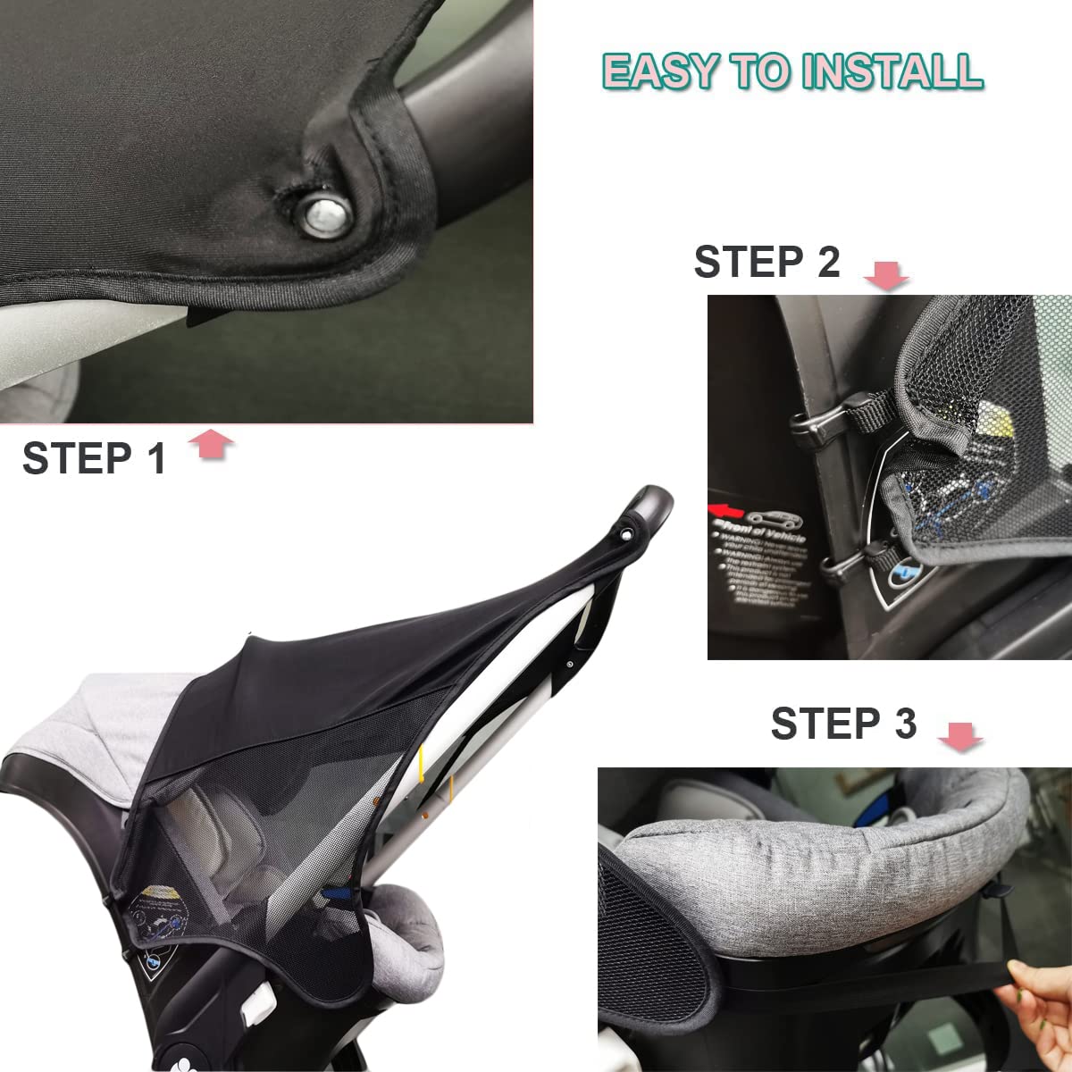 iCaicoyo Stroller Sun Shade for Doona Stroller and Baby Car seat, UV Protection Sun Cover for Baby Pushchairs Strollers Functional Sun Protection Shade and Sleep Aid for Infant Buggy Carrycot