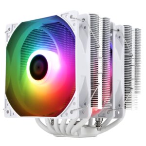 thermalright peerless assassin 120 se argb white cpu air cooler, 6 heat pipes cooler, dual 120mm c12cw-s pwm fan, aluminium heatsink cover, aghp technology, for amd am4 am5/intel 1700/1150/1151/1200