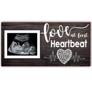 yudarte new mom gifts - pregnancy announcements baby ultrasound picture frame - love at first heartbeat sonogram photo frame 4x3 inches - baby nursery decor for first time parents