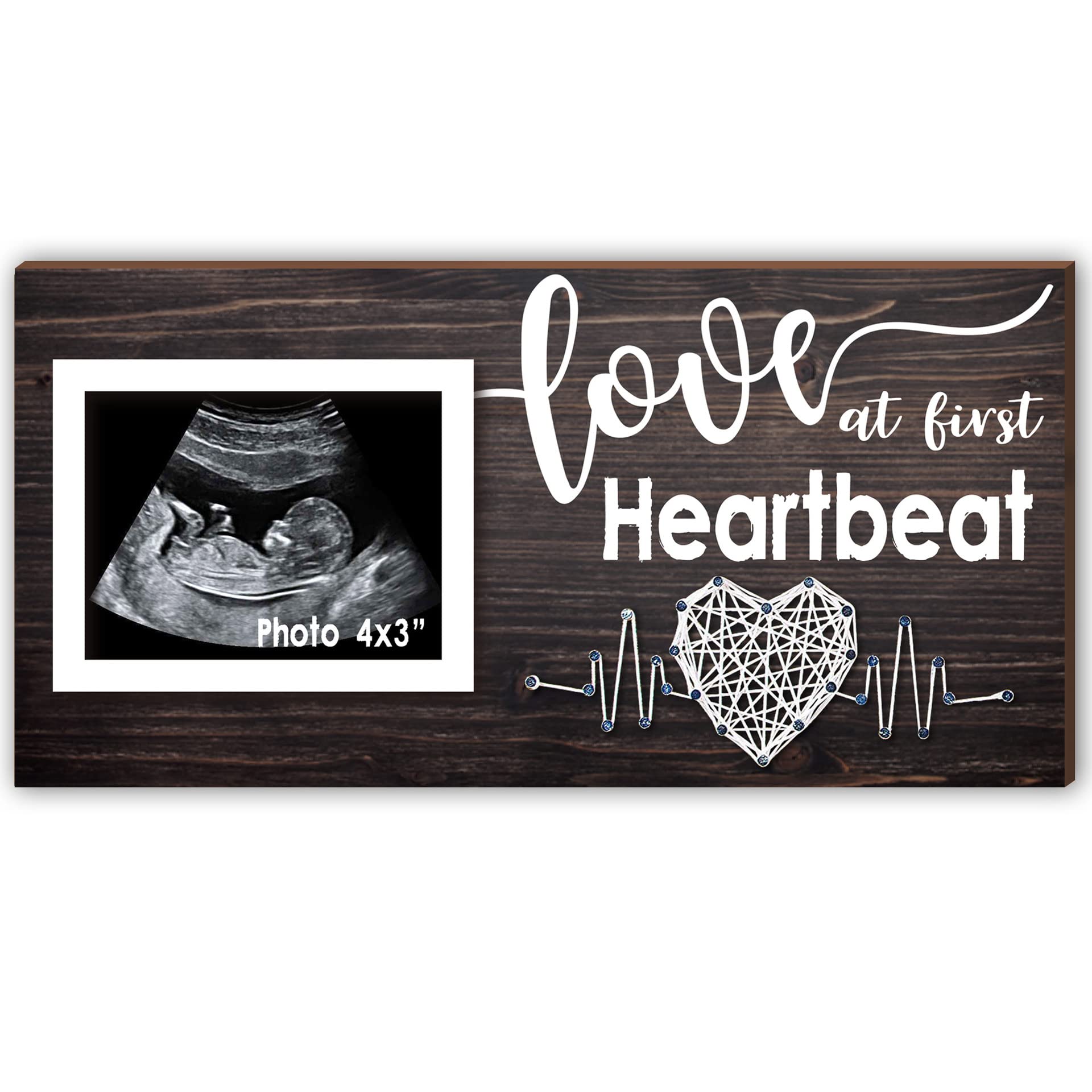 Yudarte New Mom Gifts - Pregnancy Announcements Baby Ultrasound Picture Frame - Love at First Heartbeat Sonogram Photo Frame 4x3 Inches - Baby Nursery Decor for First Time Parents