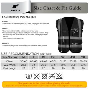 sesafety Reflective Safety Vest with Pockets and Zipper, High Visibility Construction Vest, Hi Vis Vest, ANSI Class 2, Yellow, 2XL