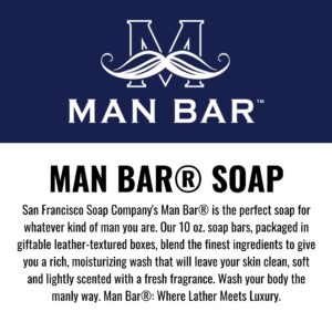 San Francisco Soap Company Coastal Driftwood Fragrance Man Bar - CLEAN - No Harmful Chemicals - Good for All Skin Types - Made in the USA