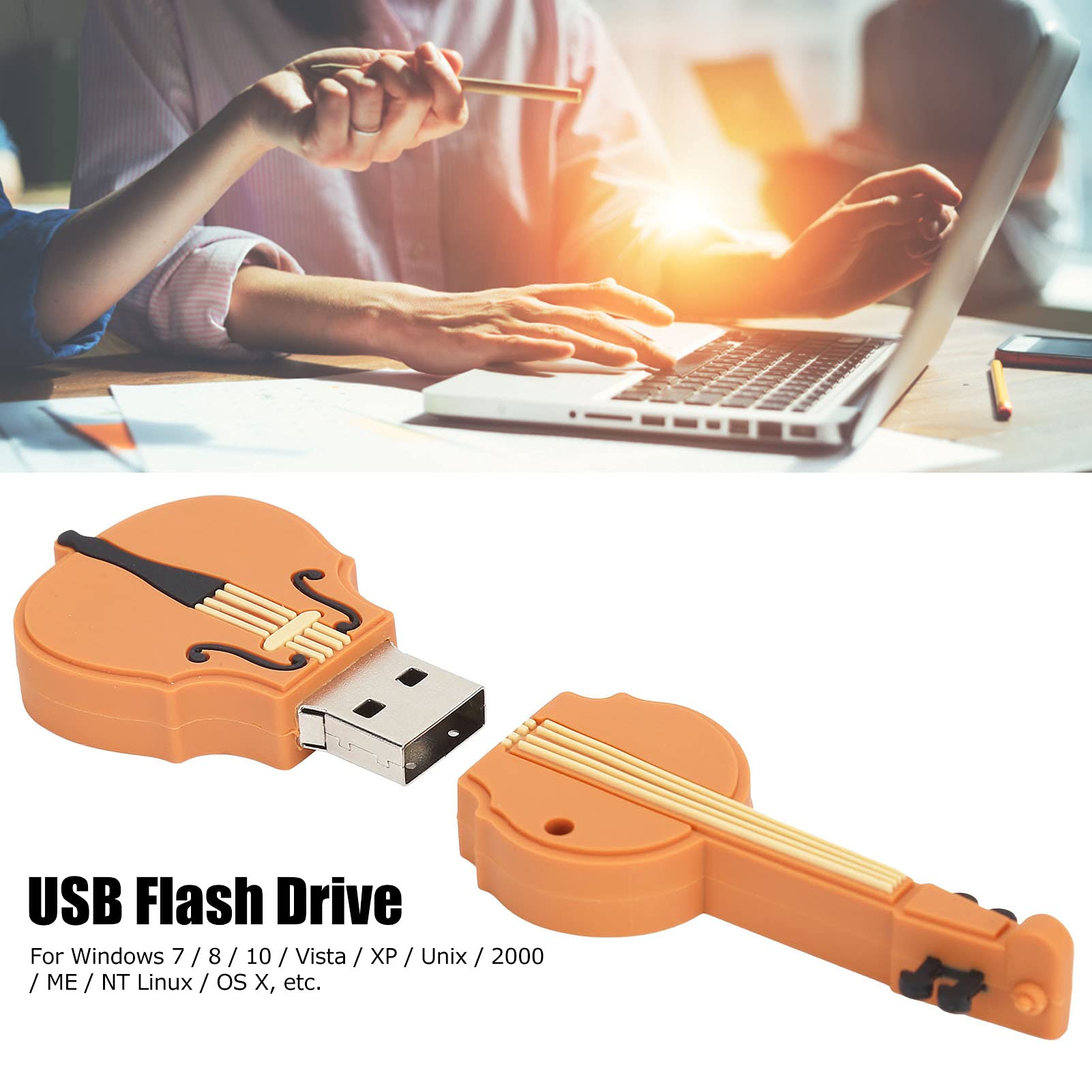 USB Flash Drive, Violin Shaped USB 2.0 Memory Stick Pen Drive Novelty Thumb Drive, Portable USB Drive Pendrive(16GB)