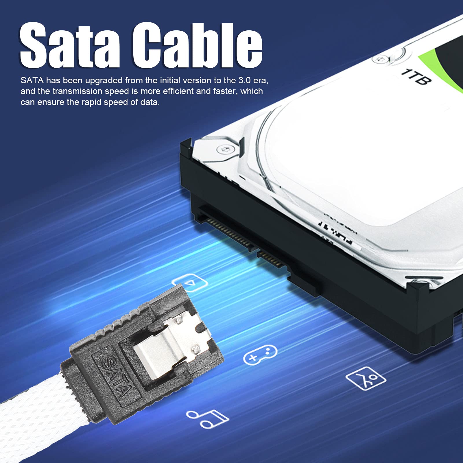 Cable, Dual‑Channel SAS Extension Compatible with II I 500MB/S Solid State Drive with Shrapnel for Solid‑State Disk for SPE(White (Elbow))