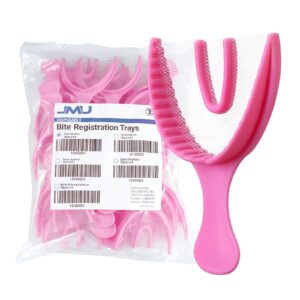 jmu full arch bite registration trays 30 pcs, disposable dental impression trays for teeth modes pink