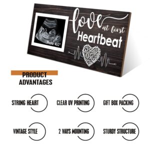 Yudarte New Mom Gifts - Pregnancy Announcements Baby Ultrasound Picture Frame - Love at First Heartbeat Sonogram Photo Frame 4x3 Inches - Baby Nursery Decor for First Time Parents