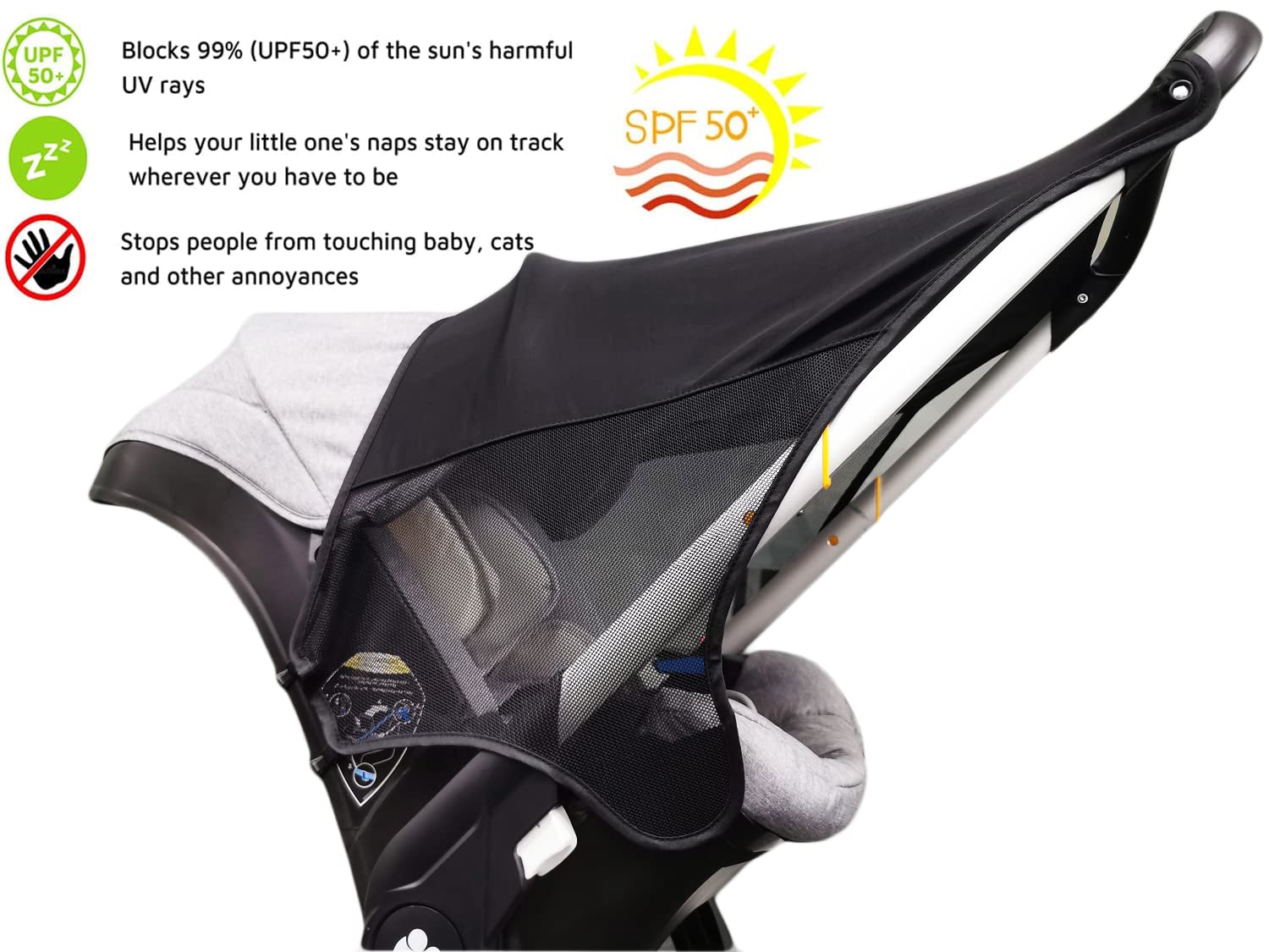 iCaicoyo Stroller Sun Shade for Doona Stroller and Baby Car seat, UV Protection Sun Cover for Baby Pushchairs Strollers Functional Sun Protection Shade and Sleep Aid for Infant Buggy Carrycot