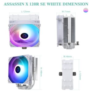 Thermalright AssassinX120 SE ARGB White CPU Air Cooler, 4 Heat Pipes, TL-C12CW-S PWM Quiet Fan CPU Cooler with S-FDB Bearing, for AMD AM4 AM5/Intel 1700/1150/1151/1200