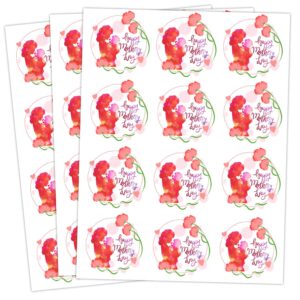 happy mothers day stickers labels mother's day gift tag stickers 1.5" floral mother's day labels stickers 36pcs for gift wrap envelope seals party favor holiday present card boxes