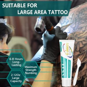 Tattoo Numbing Cream, (2.12Oz) 6-8 Hours Maximum Strength Painless Cream, for Tattoos with Aloe Vera, Vitamin E, Lecithin