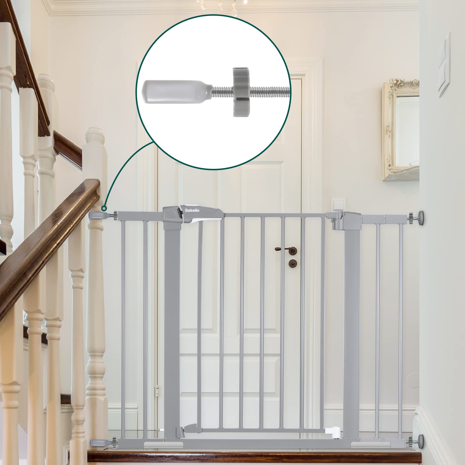 Babelio Baby Gate Stairs Banister Adapter-Y Threaded Spindle Rods for Pressure Mounted for Child & Pet Safety Gates with Extra Long Wall Mounting Screws Rod & Bolts (10MM)