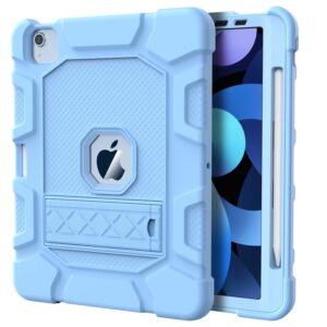 azzsy kids case for ipad air 5th / 4th generation 10.9 inch 2022/2020, [support 2nd gen apple pencil charging] heavy duty shockproof rugged protective case for ipad air 5/4 10.9 inch, sky blue