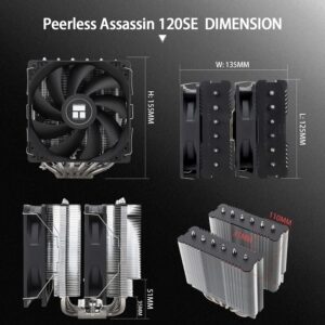 Thermalright Peerless Assassin 120 SE CPU Air Cooler, 6 Heat Pipes with AGHP Technology, Dual 120mm TL-C12C PWM Fan, for Intel LGA1700/1200/1150/1151; AMD AM4/AM5