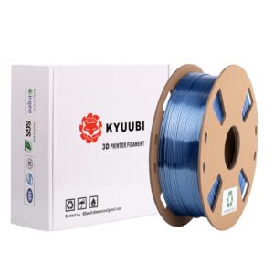 KYUUBI Silk Silver Blue 3D Printer Filament PLA 1.75 mm 1 KG (2.2 LBS) Shine Silky Shiny Silver Blue PLA