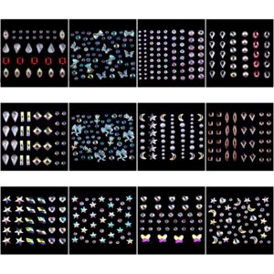 siquk 12 sheets face jewels rhinestones face gems stick on body eye nail face rhinestone self adhesive face crystal for makeup festival diy nail art decorations