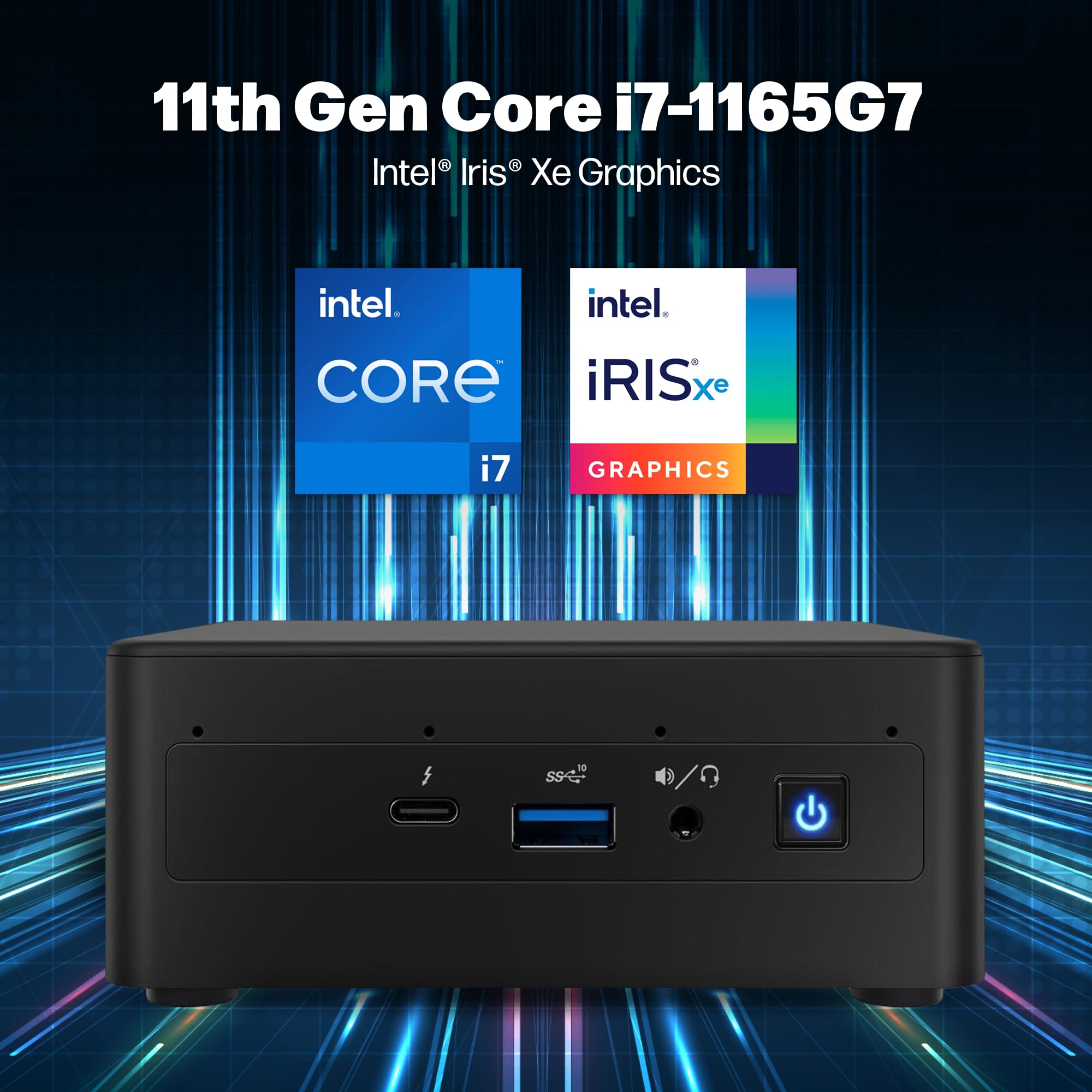 Intel NUC NUC11PAHi7 Mini PC, Quad-Core i7, NVMe SSD, 32GB RAM, 1TB NVMe, WiFi 6, BT 5.0, Thunderbolt 3, 8K Support, Quadruple Monitor Capable - The Ultimate HTPC Solution for High-Performance!