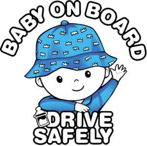 6 pieces (2 stickers plus 4 reflective warning open door sign), high visibility, baby in car sticker and warning open door sign, baby on board sticker, drive safely sticker