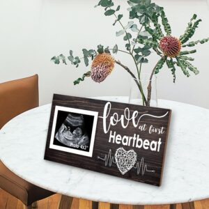 Yudarte New Mom Gifts - Pregnancy Announcements Baby Ultrasound Picture Frame - Love at First Heartbeat Sonogram Photo Frame 4x3 Inches - Baby Nursery Decor for First Time Parents