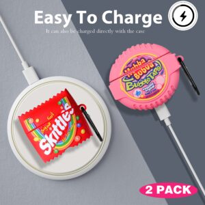 2 Pack Gkv for Airpods 3 Case for Airpod 3 (2021) Cover Unique Funny Fun Cute 3D Food Design Air Pods 3rd Generation Silicone Shell Cases for Girls Teen Boys Kids Rainbow+Bubble Candy