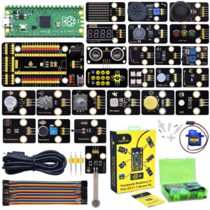 KEYESTUDIO Raspberry Pi Pico 24 Sensors in 1 Box Starter Kit, 36 Projects MicroPython C Programming Electronics Easy for Teens Adults Beginner Learning