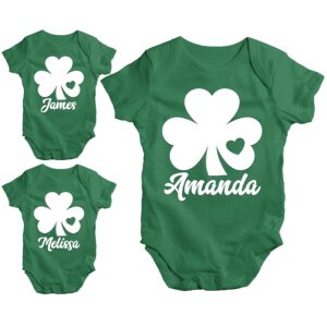 ugly christmas sweater personalized st. patrick's day green baby short sleeve onesie w/name