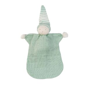 under the nile organic cotton baby muslin sleeping doll lovey toy in sea breeze 8" tall