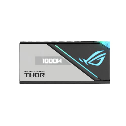 ASUS ROG Thor 1000W Platinum II Fully Modular Power Supply with 1000W, 80+ Platinum, ROG Heatsinks, 135mm Fan, 0dB Mode, OLED Display, Aura Sync